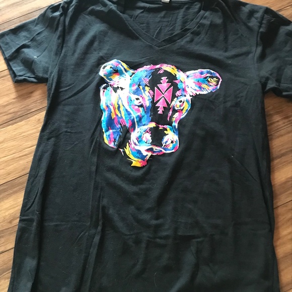 Tops | Nwt Black Cow Print Tshirt | Poshmark